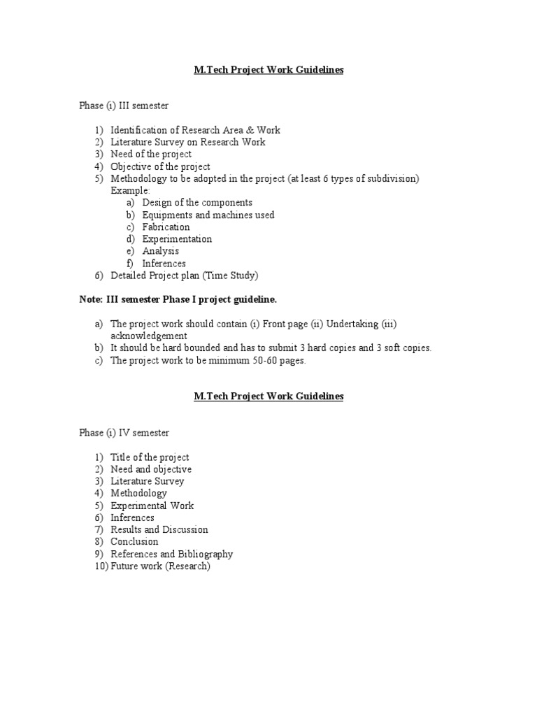M.Tech Project Work Guidelines | PDF | Paragraph | Manuscript