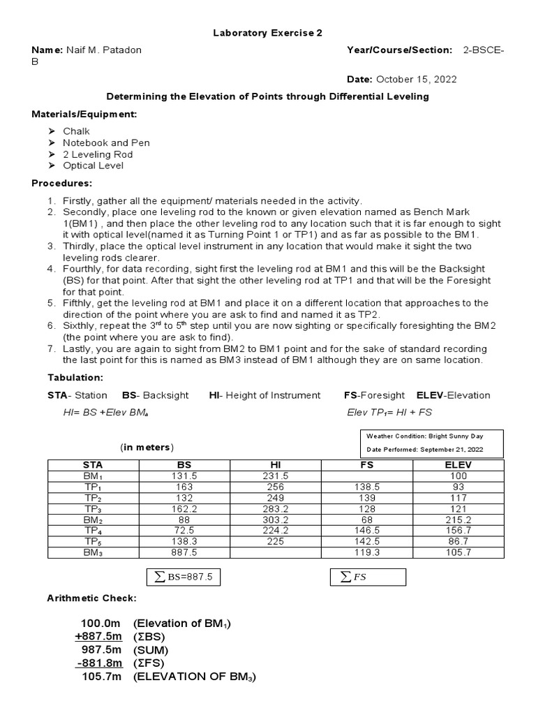 Laboratory Exercise 2 | PDF | Surveying | Metrology