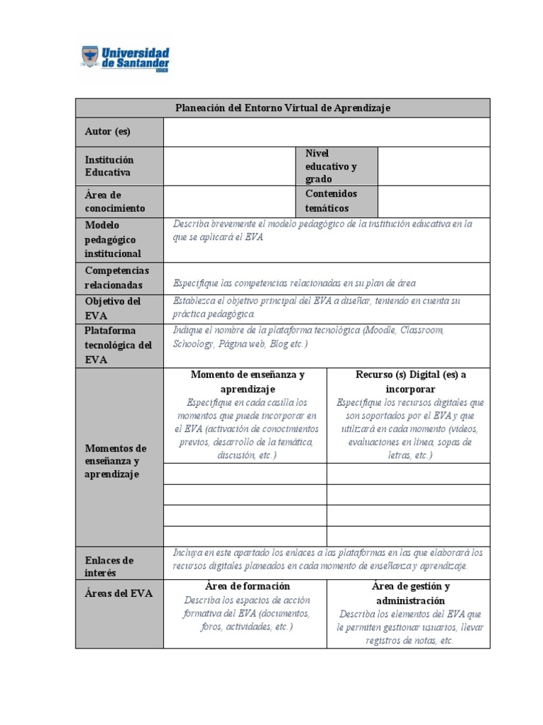 Formato Planeacion EVA | PDF