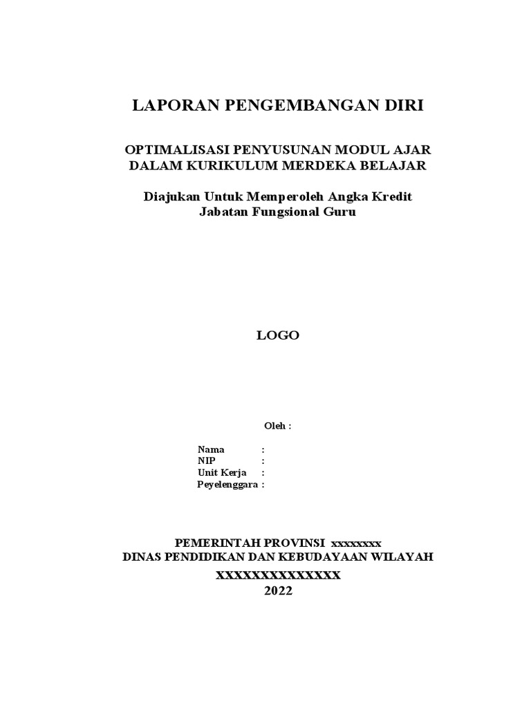Laporan Pengembangan Diri Diklat Modul Merdeka Belajar | PDF | Karier ...