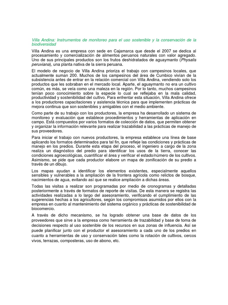 Villa Andina Uso Sostenible | Descargar gratis PDF | Agricultura ...