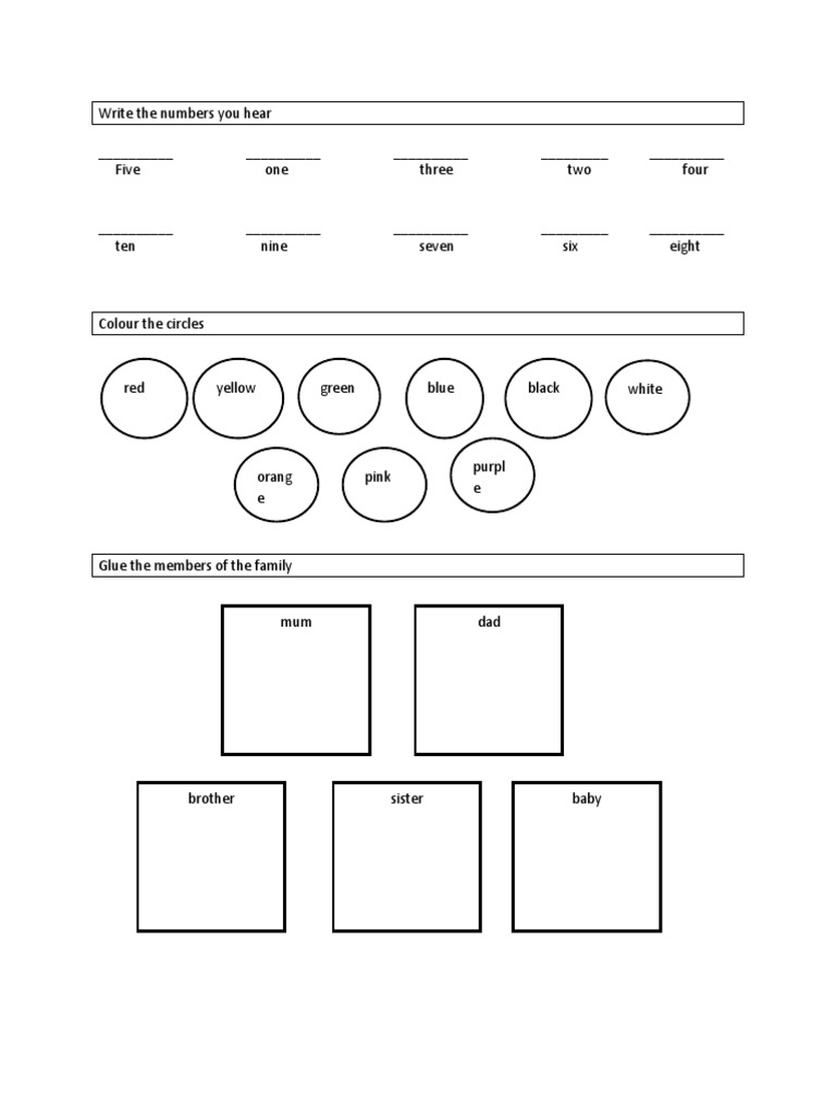 Revision Numbers Colours Family Members | PDF