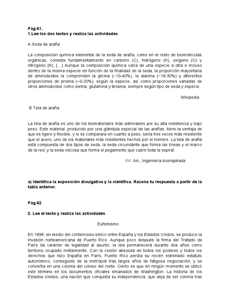 Ejercicios Texto Expositivo Libro | PDF