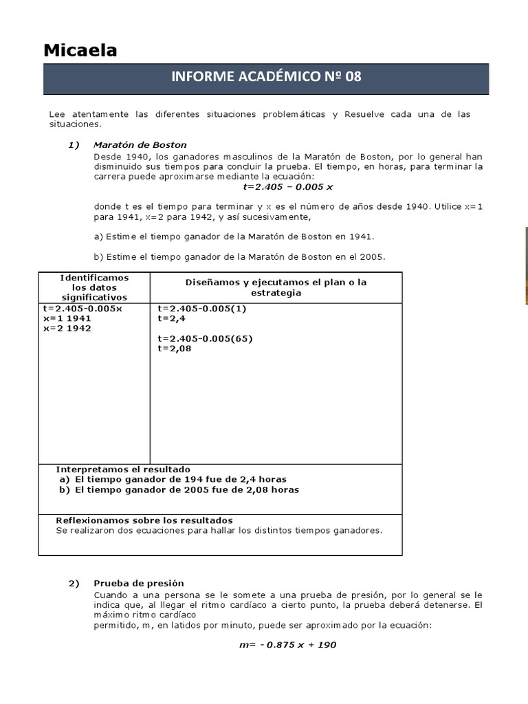 Informe 8 | PDF | Matemáticas
