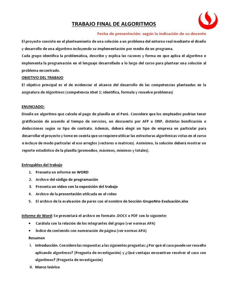 Trabajo Final Algoritmos-Pregrado-22-2 | PDF | Algoritmos | Análisis