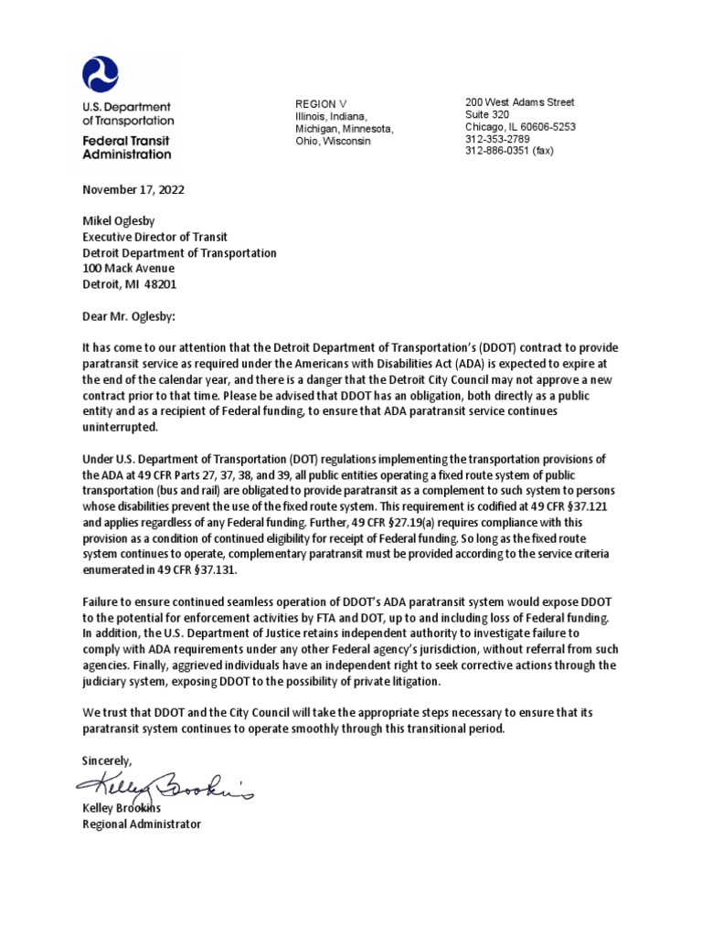 DDOT Paratransit Letter | PDF | Americans With Disabilities Act Of 1990 ...