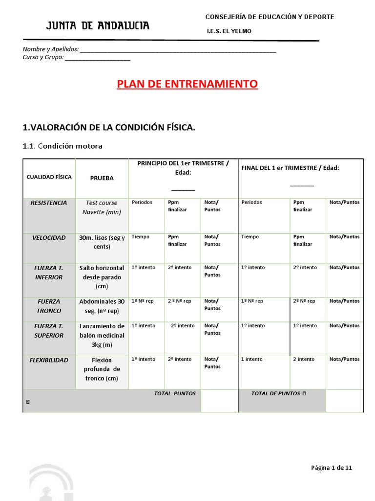Plan de Entrenamiento | PDF