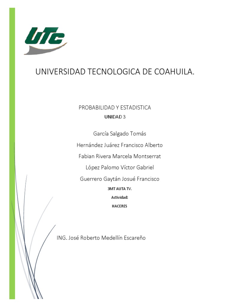 Prob y Est - Haceres Unidad 3 | PDF