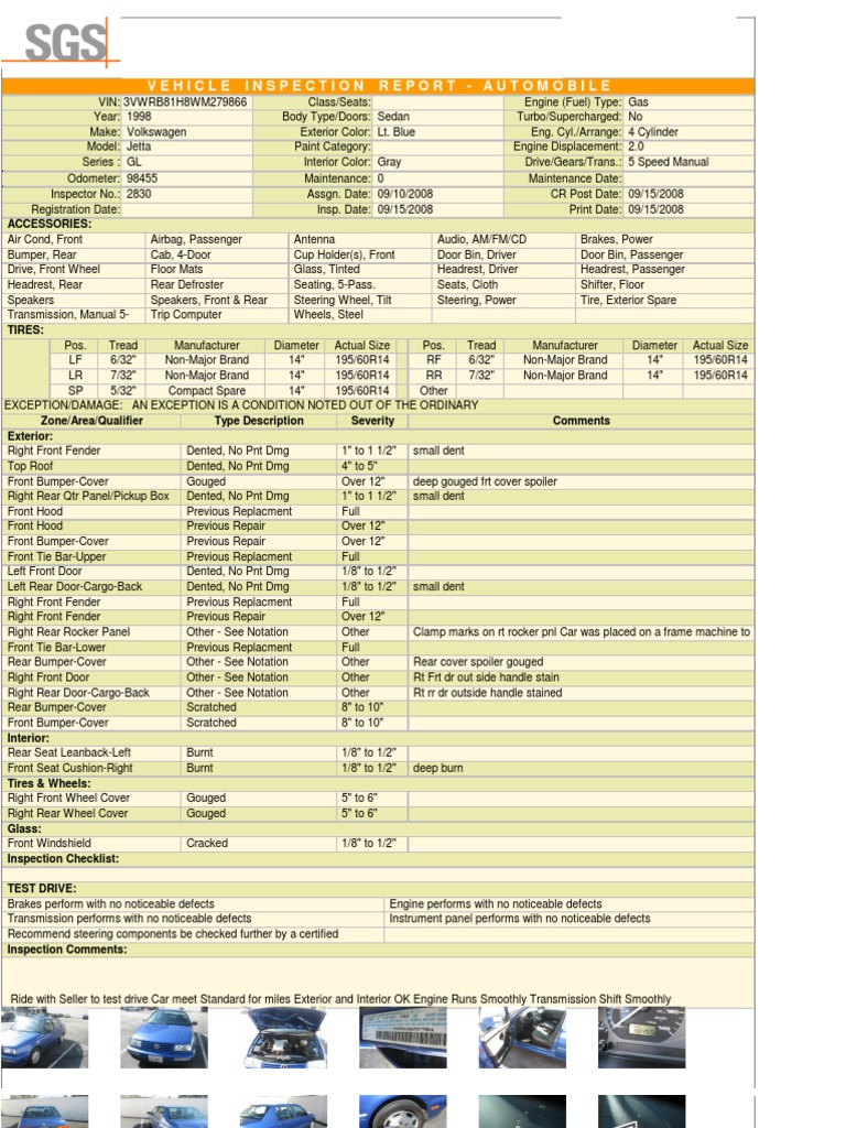 SGS Inspection Report | PDF | Manual Transmission | Car Body Styles