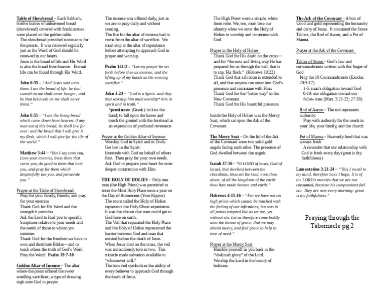 Tabernacle Prayer Plan Notes 2 | PDF | Holy Of Holies | Ark Of The Covenant