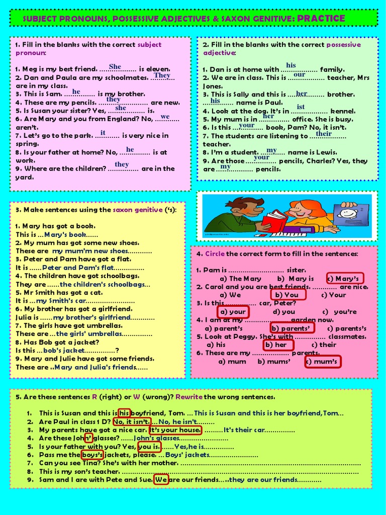 Tarea 5 Subject-Pronouns-Possessive-Adjectives | PDF | Language ...