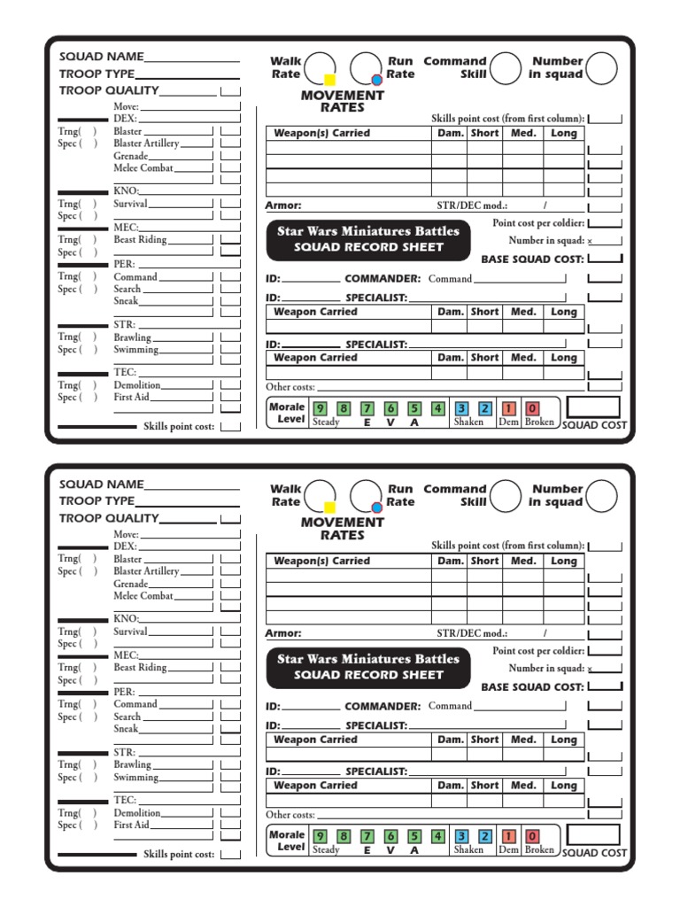SWMB Blank Squad Sheet | PDF