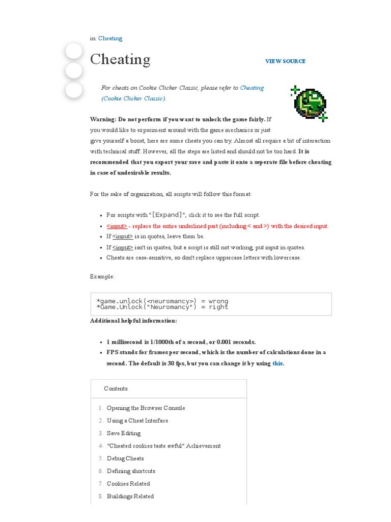 CookieClicker Cheating | PDF