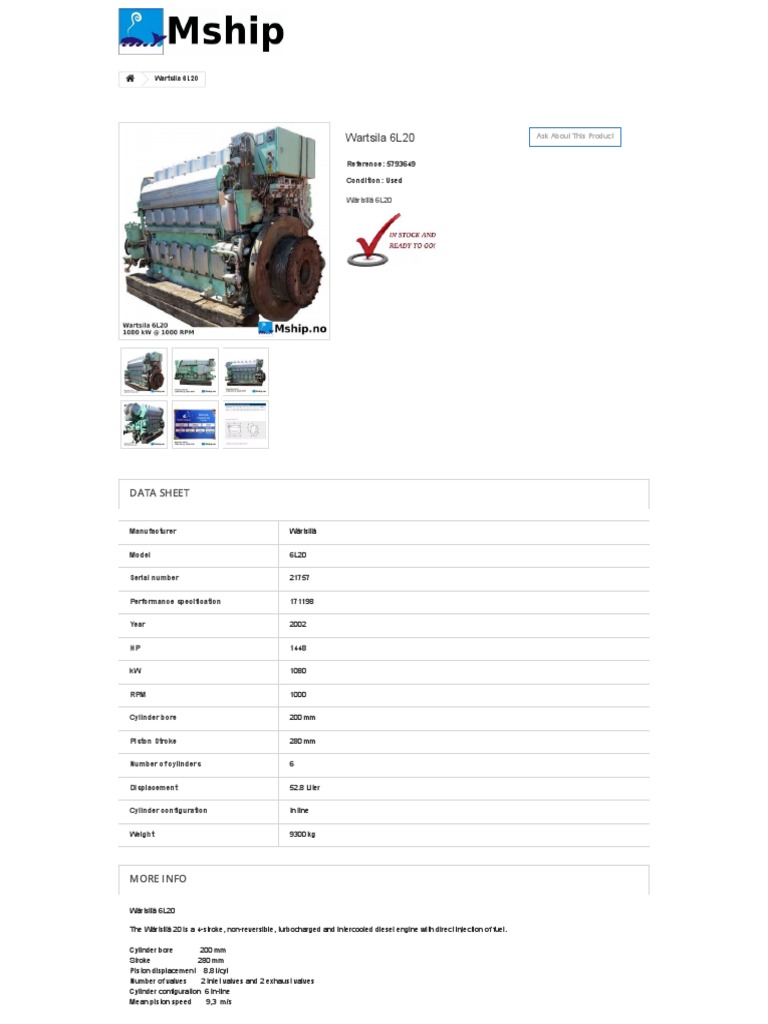 Wärtsilä 6L20 | PDF