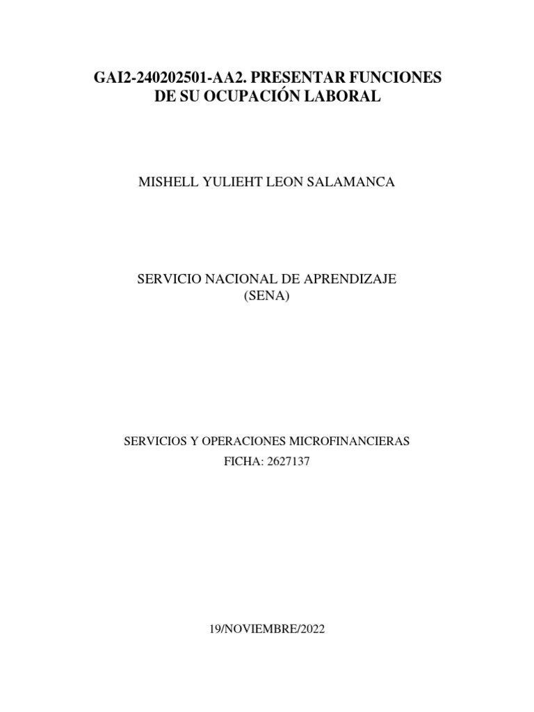 Funciones de Ocupación Laboral | PDF