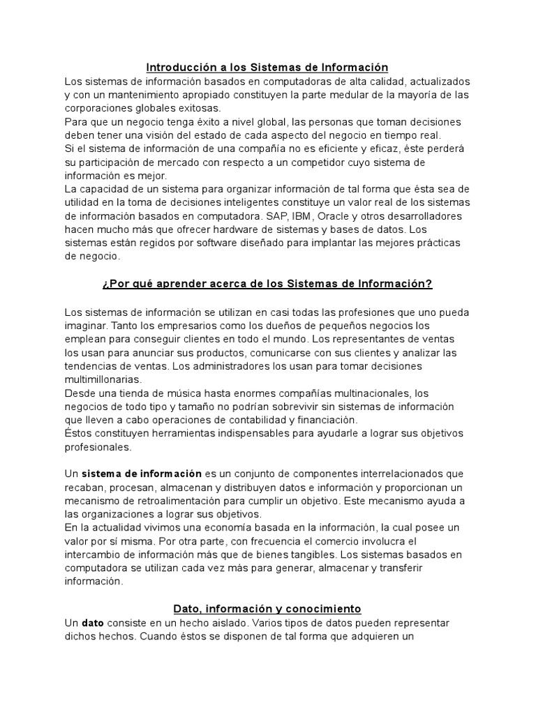 S.O.R - Introducción A Los Sistemas de Información | PDF | Comercio electrónico | Hardware de la ...