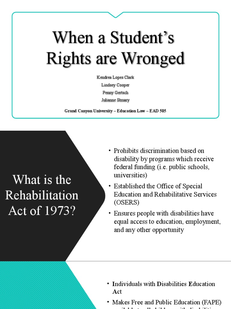 When A Students Rights Are Wronged Group | Download Free PDF | Section 504 Of The Rehabilitation ...