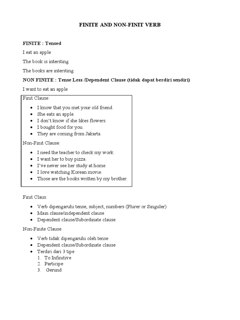 FINITE and NON-FINITE CLAUSE | PDF