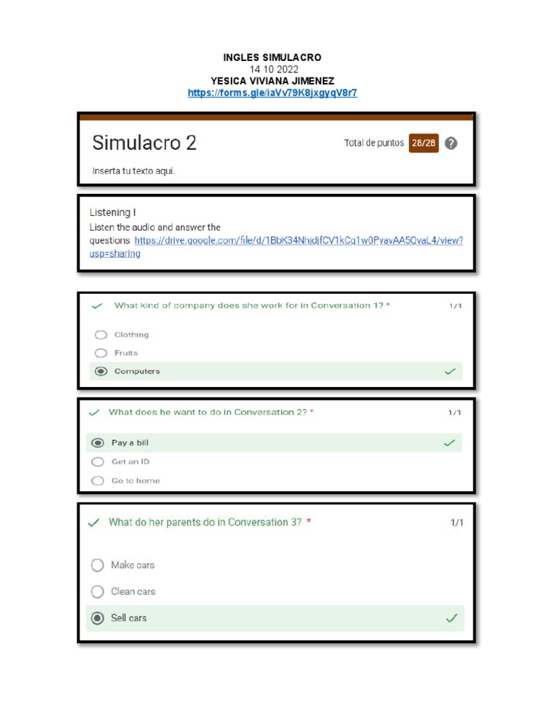 02 Simulacro Ingles Evaluación 14 10 2022 | PDF