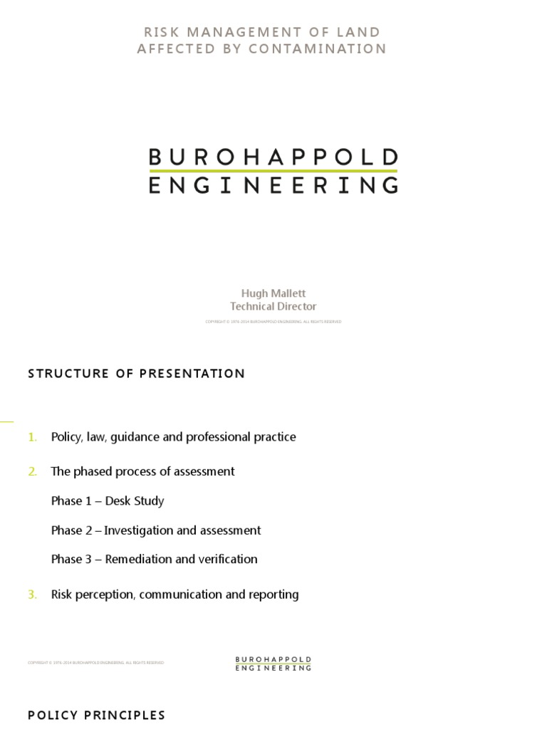 Buro Happold (2017) Risk Management of Land Affected by Contamination | PDF