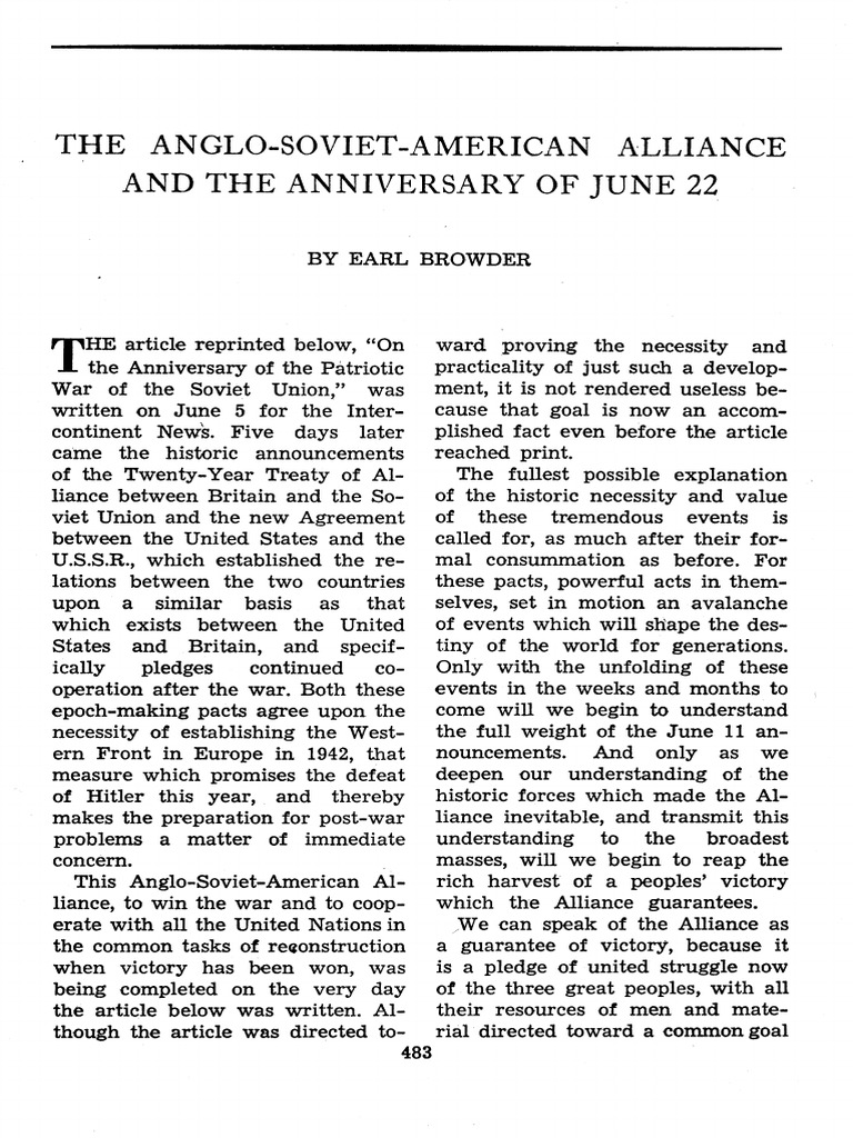 Anglo-Soviet-American Alliance Insights | PDF | International Relations ...