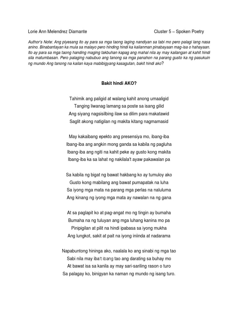 Cluster-5 Spoekn-Poetry Diamante | PDF