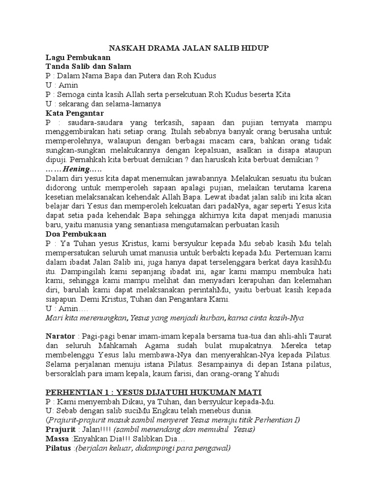 Naskah Drama Jalan Salib Hidup | PDF