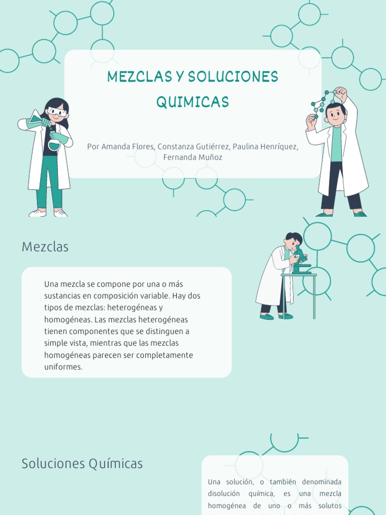 Mezclas y Soluciones Quimicas | PDF | Solubilidad | Mezcla