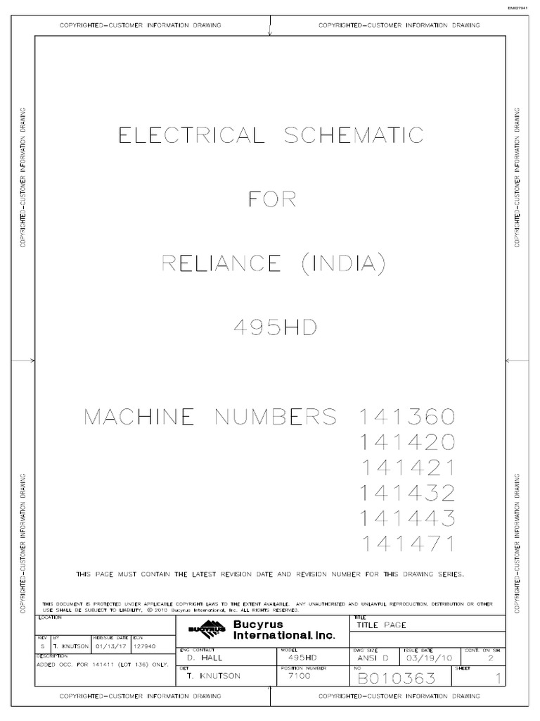 BUCYRUS 495HD Electrical Schematic | PDF | Science & Mathematics ...