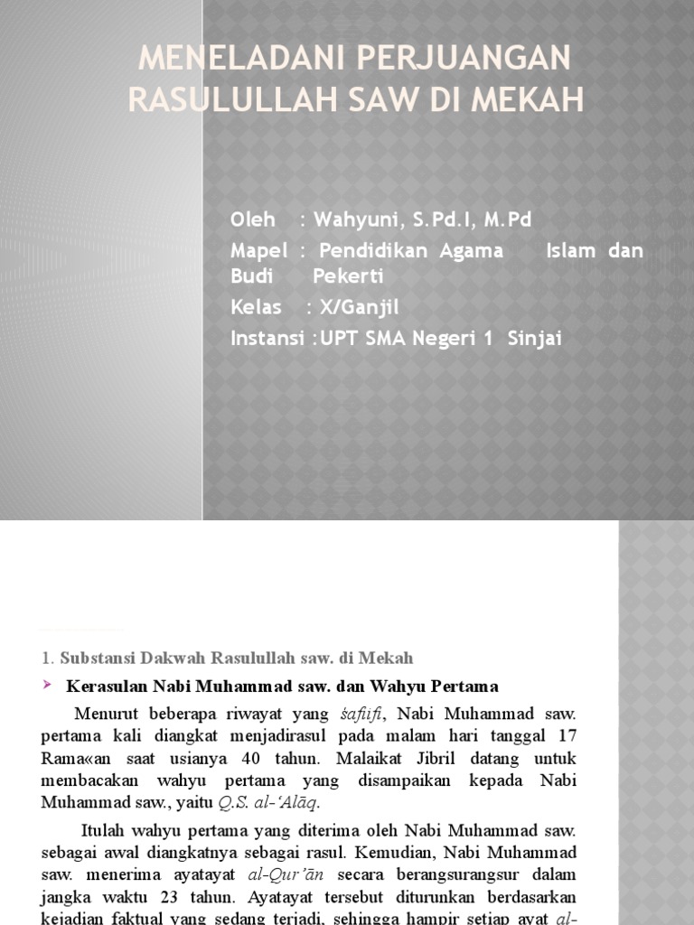 Meneladani Perjuangan Rasulullah Saw Di Mekah | PDF