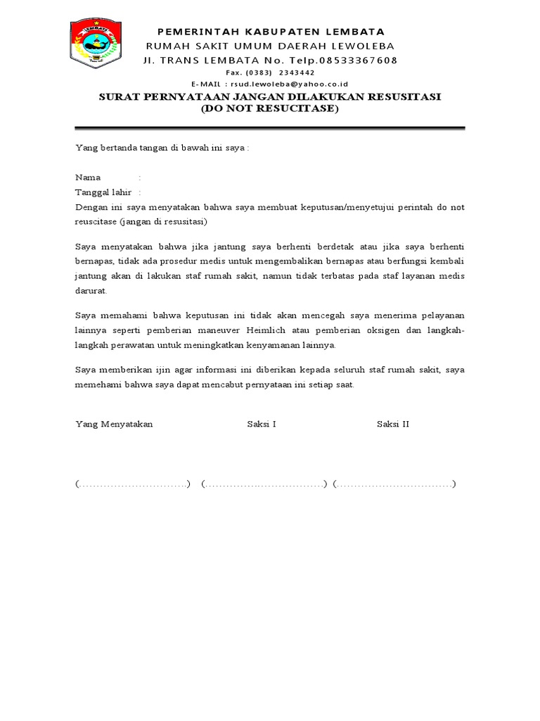 Surat Pernyataan DNR | PDF