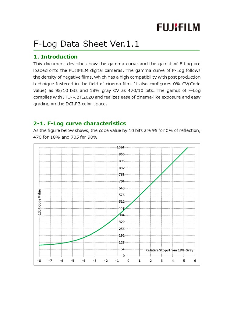 F-Log DataSheet E Ver.1.1 | PDF | Color | Imaging