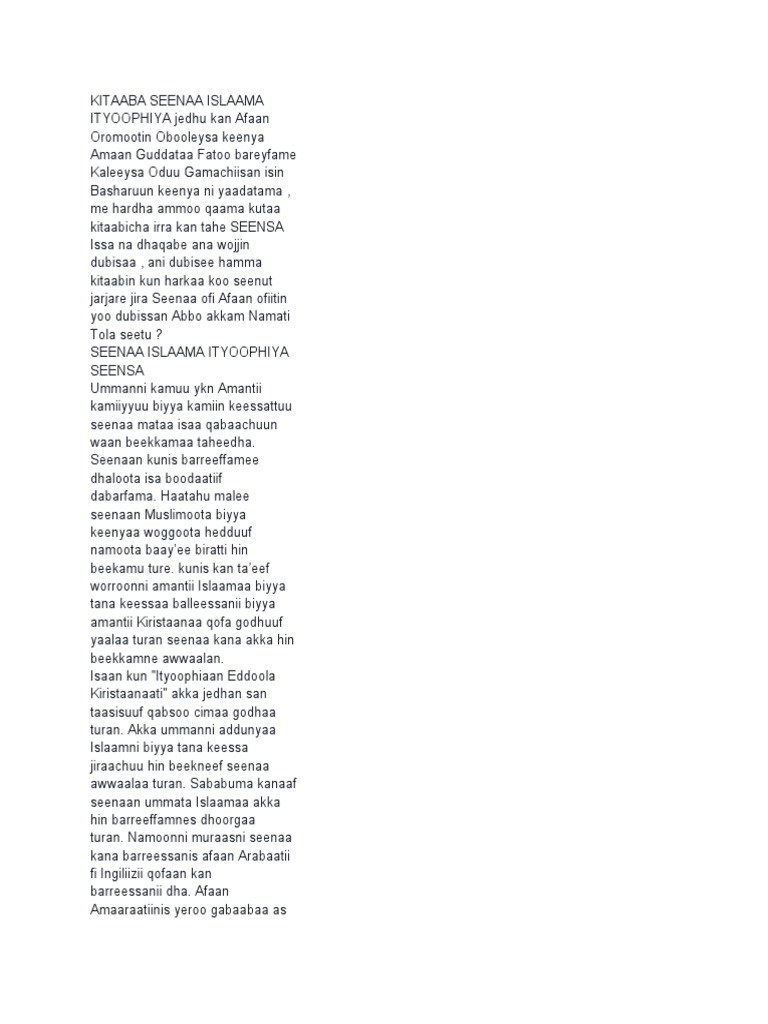 Kitaaba Seenaa Islaama | PDF