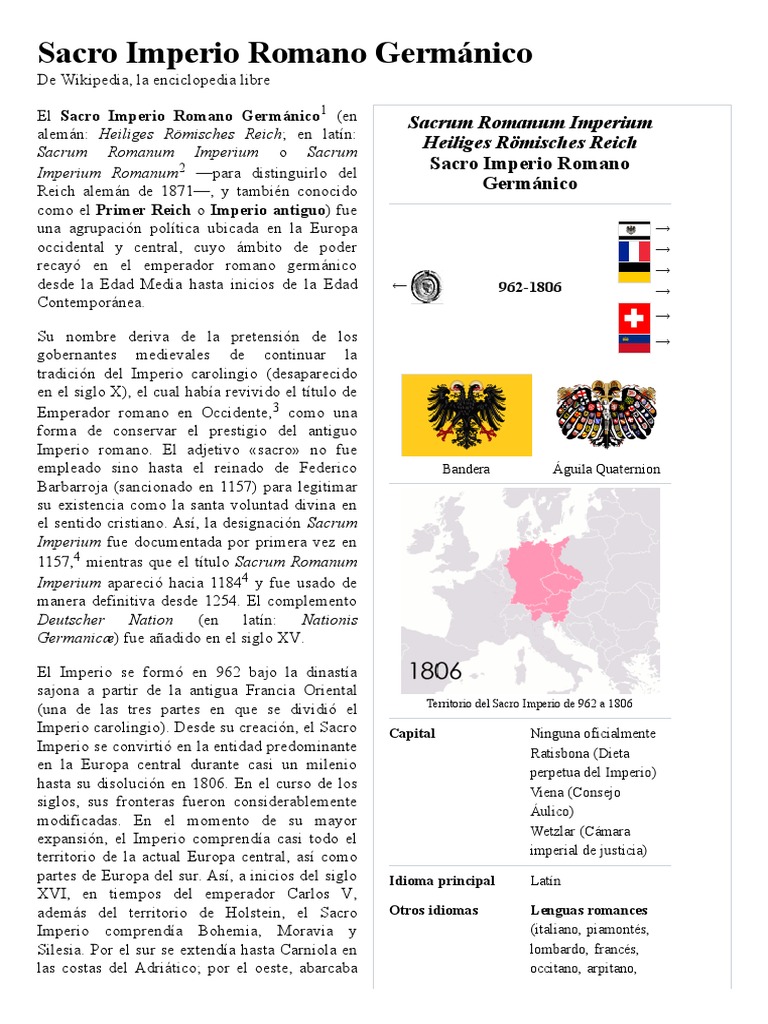 Sacro Imperio Romano Germánico - Wikipedia, La Enciclopedia Libre | Descargar gratis PDF | Santo ...