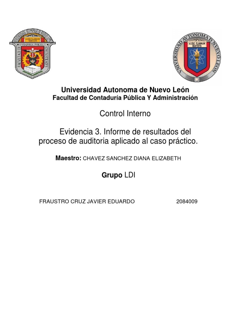 Evidencia 3. Informe de Resultados Del Proceso de Auditoria Aplicado Al ...