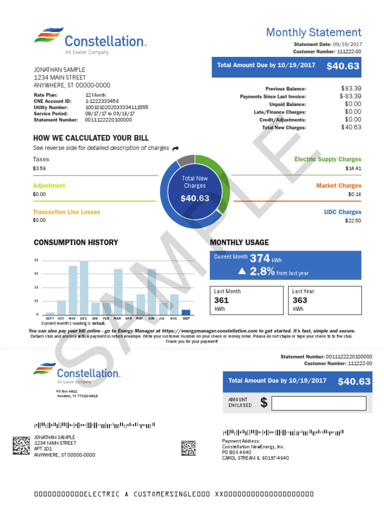 Electric Bill - Sample - 2019 - 1 | PDF | Electric Power Transmission | Fee