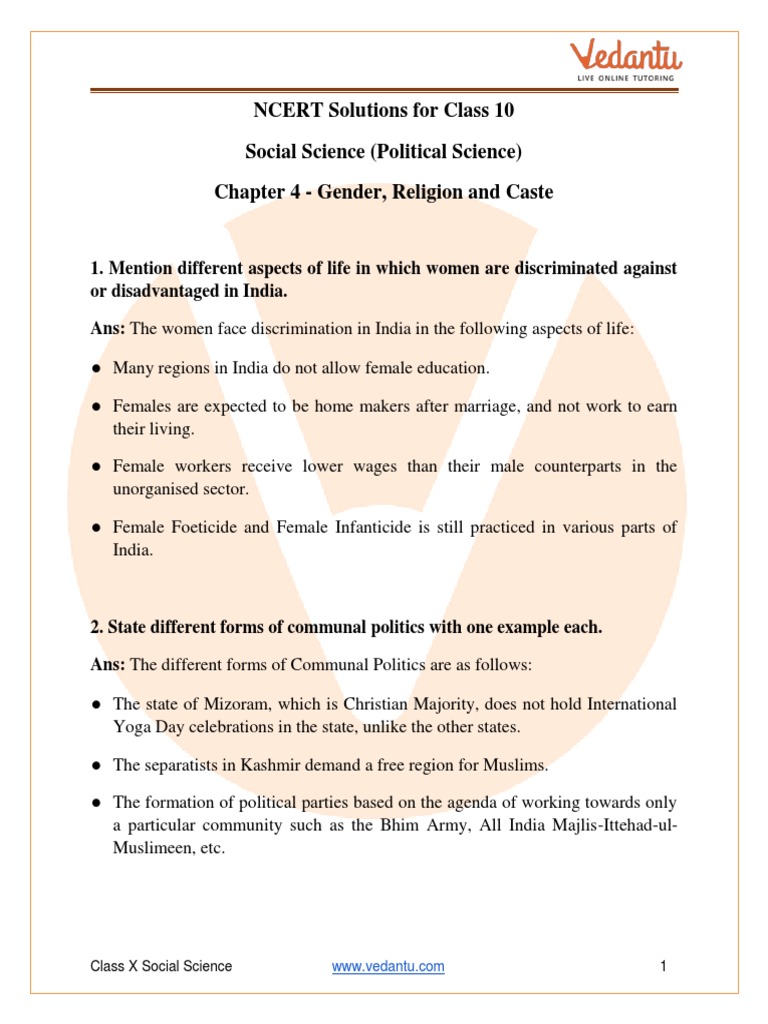 NCERT Solutions For Class 10 Social Science Democratic Politics Chapter ...