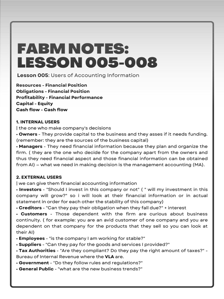 Fabm Notes Lesson 005 008 | PDF | Cooperative | Sole Proprietorship