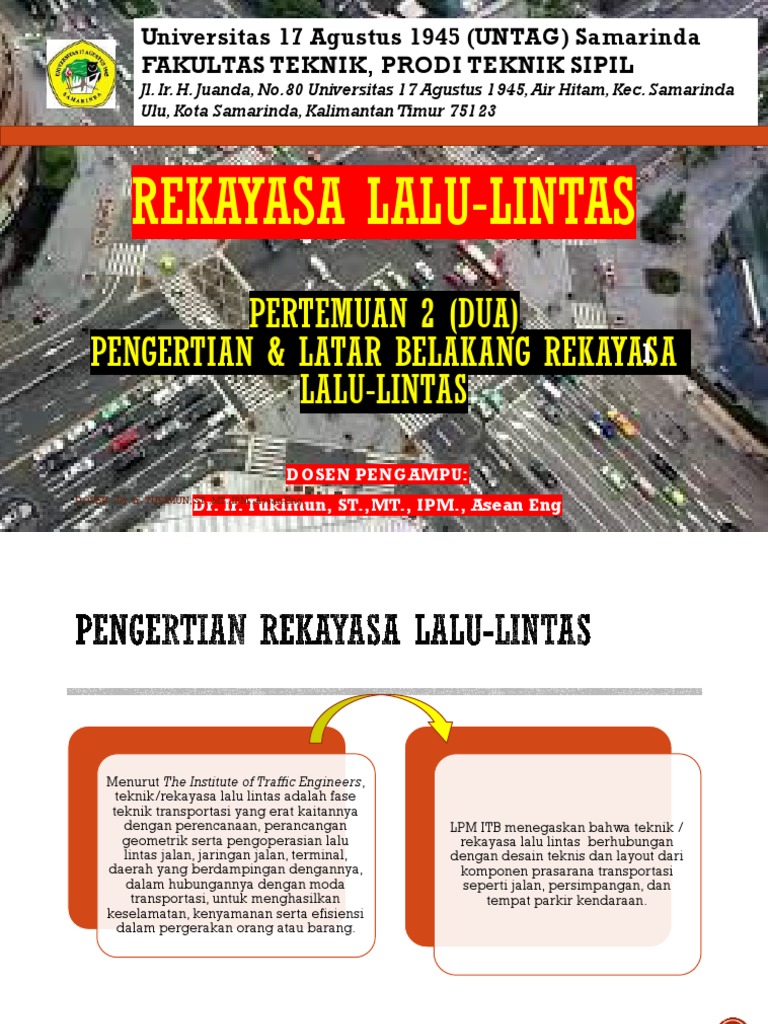 Pertemuan 2 Pengertian Rekayasa Lalu Lintas Pdf