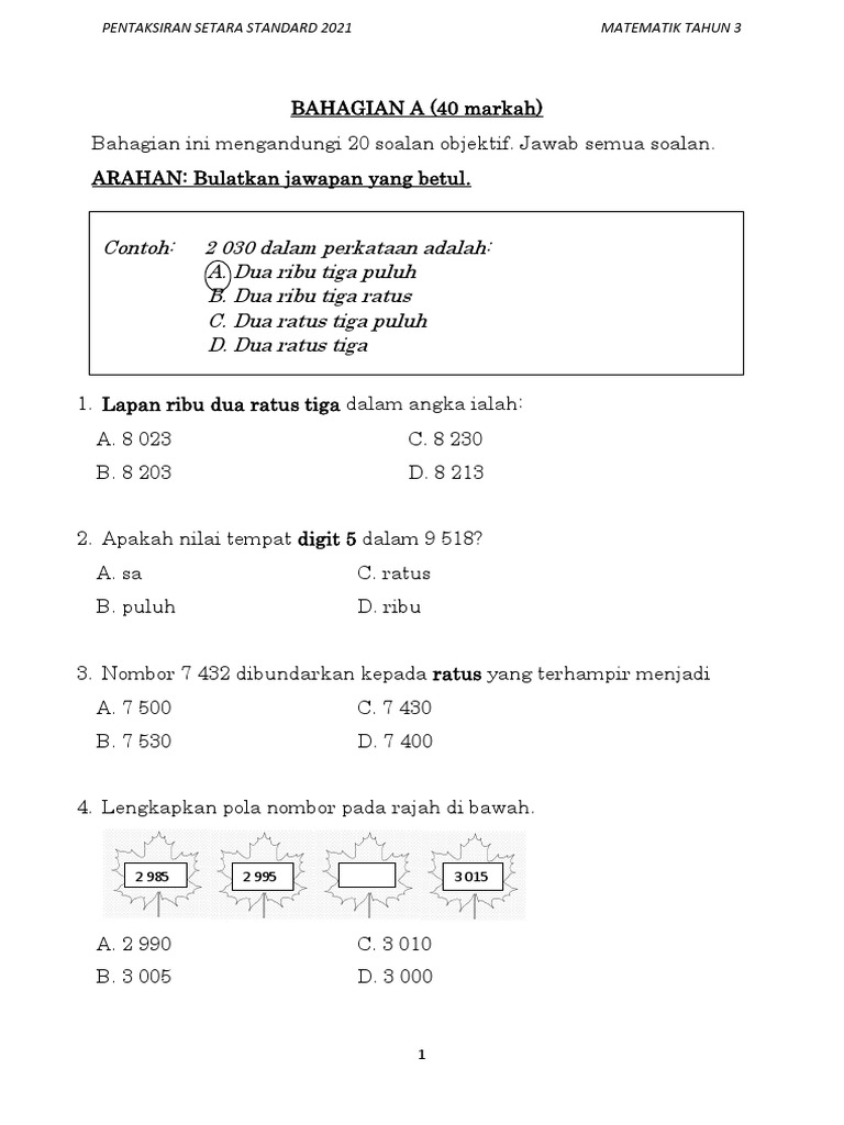 PSS MATE Tahun 3 | PDF