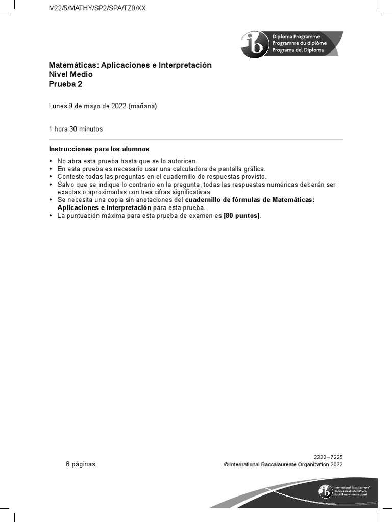 Paper 2 Mayo 2022 TZ2 Español | PDF