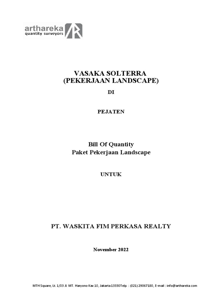 Contoh BQ Pekerjaan Landscape | PDF