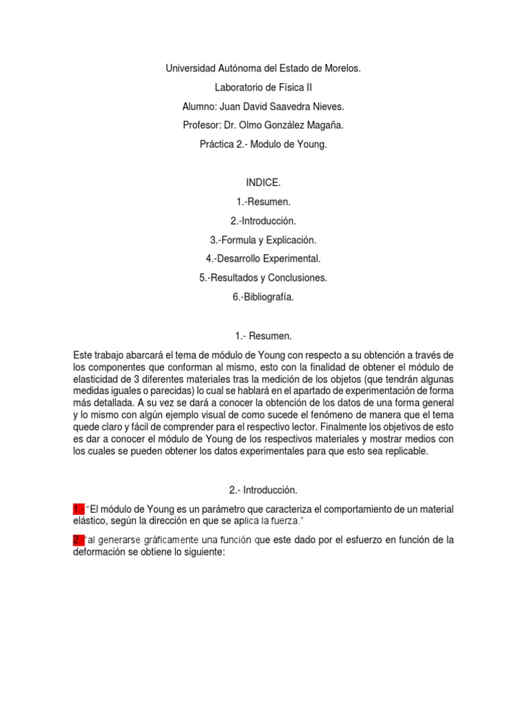 Modulo de Young. | PDF | El módulo de Young | Elasticidad (Física)