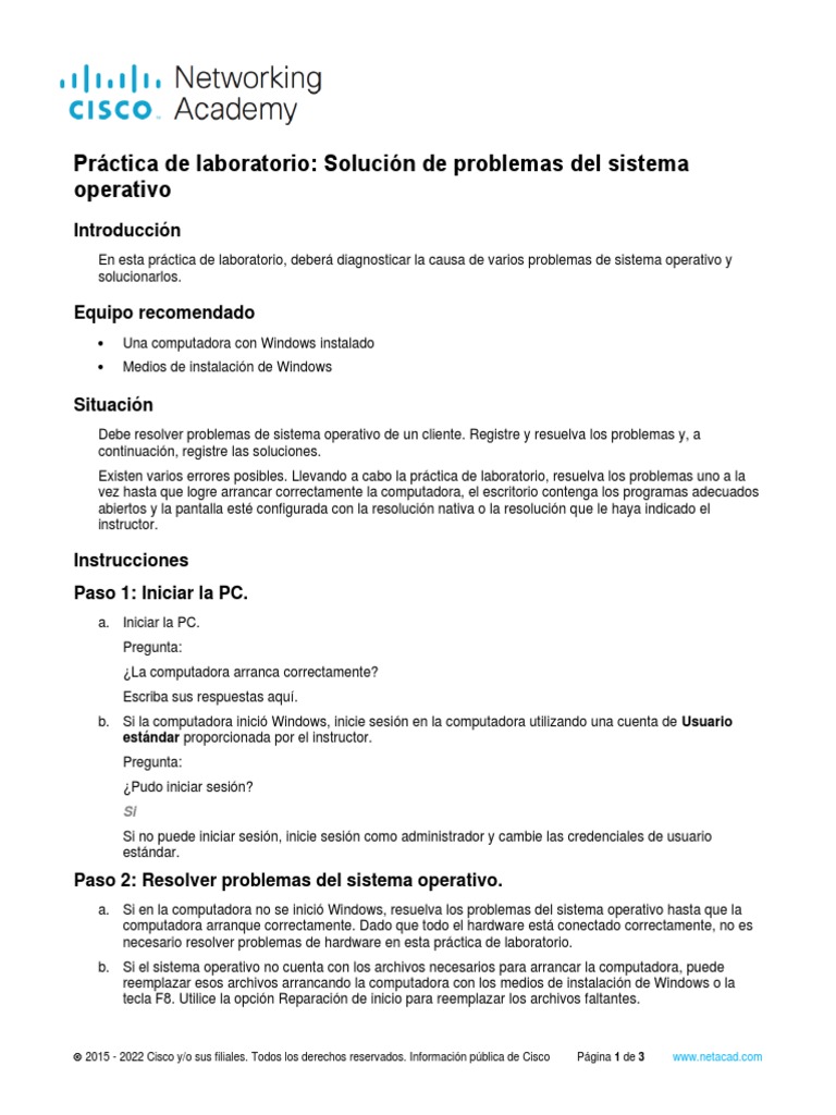 11.7.3.2 Lab - Troubleshoot Operating System Problems | PDF | Monitor ...