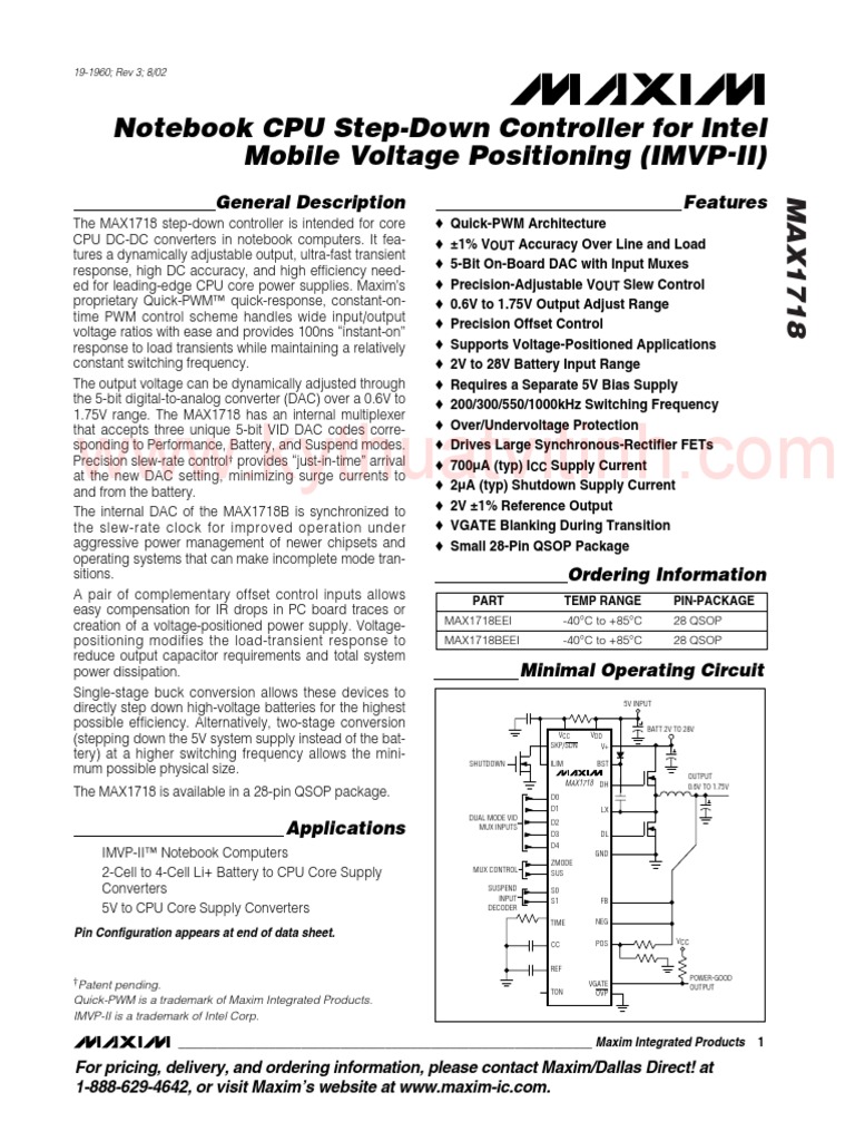Max 1718 | PDF | Power Supply | Computer Engineering