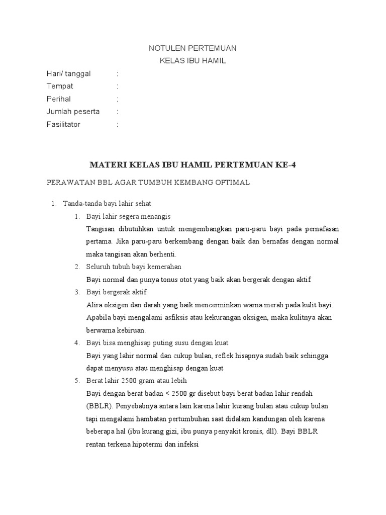 Materi Kelas Ibu Hamil Pertemuan Ke4 | PDF