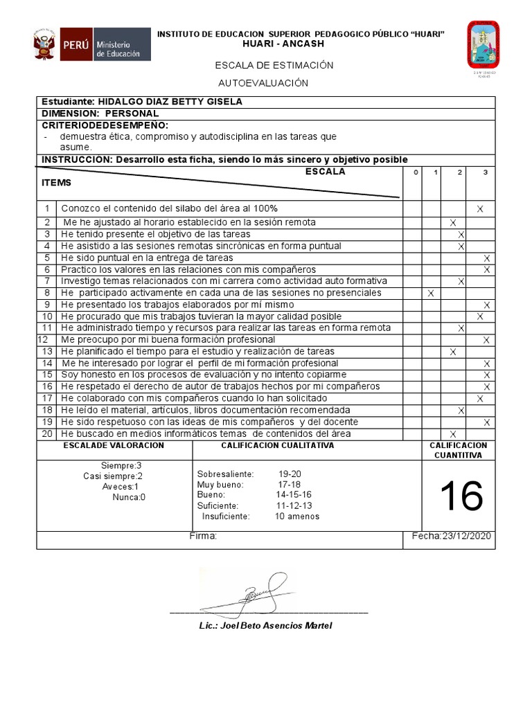 Autoevaluacion Hidalgo Diaz Betty Gisela Dcta | PDF
