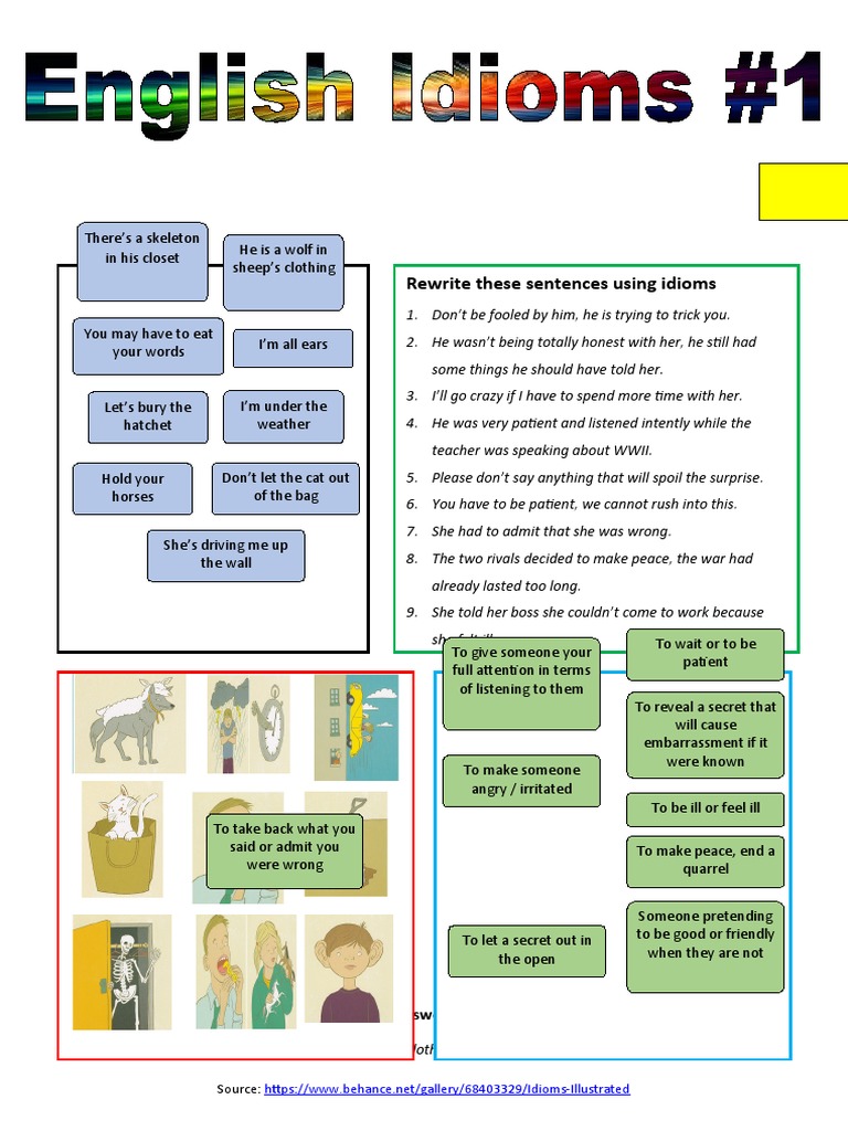 English Idioms 1 Idiomatic Expressions Conversation Topics Dialogs Fun Activities Games I ...