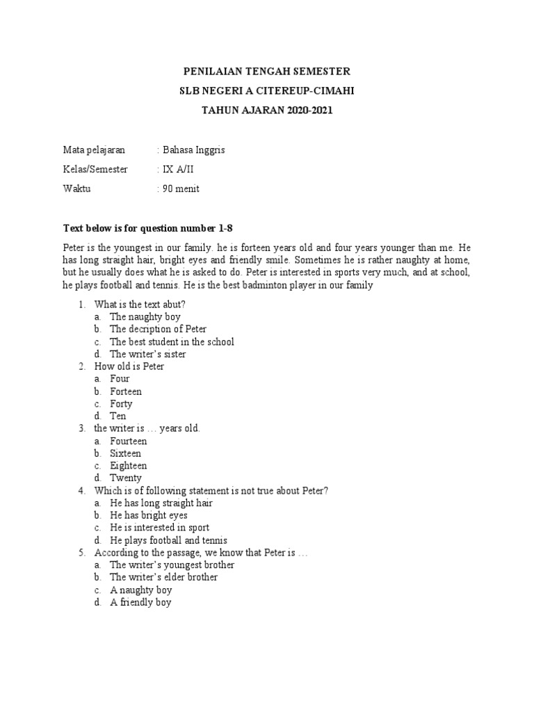 BHS Inggris KLS 9 | PDF