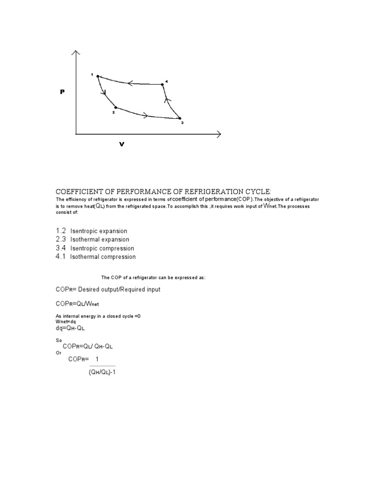 Coefficient of Performance in Refrigeration | PDF